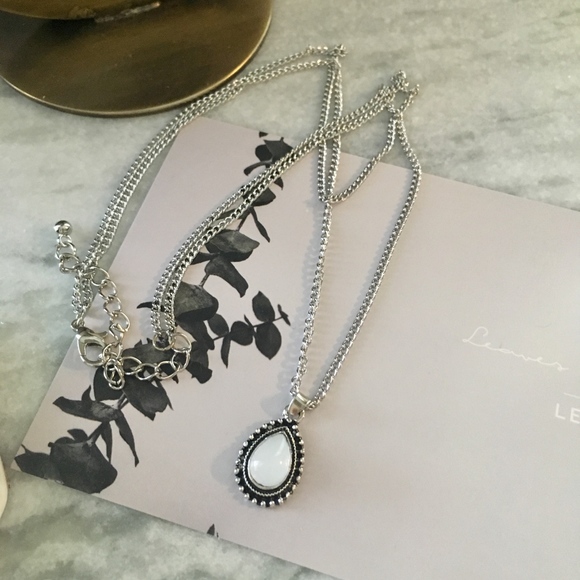 Jewelry | Water Drop Bead Double Chain Silver Necklace | Poshmark